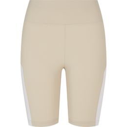 Urban Classics Damen Fahrradhose "Urban Classics Damen Ladies Color Block Cycle Shorts", beige, Gr. L, 80% Polyimid, 20% Elasthan, Hosen