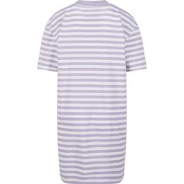 Urban Classics Damen Shirtkleid "Urban Classics Damen Ladies Oversized Striped Tee Dress", lila, Gr. XS, 100% Baumwolle, Kleider