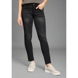 Kangaroos Damen Relax-fit-Jeans "RELAX-FIT HIGH WAIST", schwarz, Basic, Gr. 34, Abriebeffekte, Denim/Jeans, Obermaterial: 67% Baumwolle, 32%