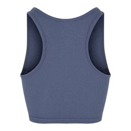 Urban Classics Damen Muskelshirt "Urban Classics Damen Ladies Cropped Rib Top", blau, Gr. L, unifarben, 97% Baumwolle, 3% Elasthan, Shirts