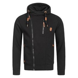 INDICODE Jeans Zip-Up Hoodie 'Elm' male Black size S