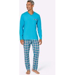 w&auml;schepur W&Auml;SCHEPUR Herren Schlafanzug, Gr. 52, blau, 100% Baumwolle, Homewear-Sets