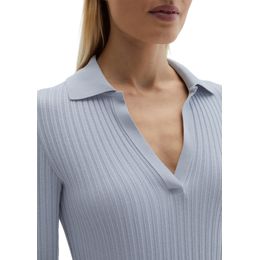 Marc O'Polo MARC O'POLO Damen Langarm-Poloshirt "mit TENCEL Modal", blau, Basic, Gr. XL, unifarben, Obermaterial: 52% Baumwolle, 48% Modal, Shirts