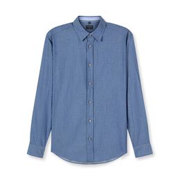 OLYMP Herren Langarmhemdmarine, Gr. L, Web, Obermaterial: 100% Baumwolle, Hemden, Freizeithemd, regular fit, Kentkragen