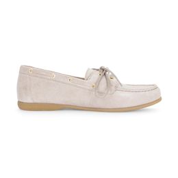 Gabor Damen Bootsschuh, Gr. 42, beige, Veloursleder, unifarben, Schuhe, Flats, Schlupfschuh, Slipper, mit Mokassinnaht