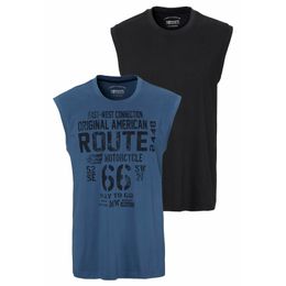 MAN'S WORLD MAN'S WORLD Herren Muscleshirt, schwarz, Basic, Gr. S, bedruckt, Single Jersey, Obermaterial: 100% Baumwolle, Shirts, &auml;rmellos, bedruckt,