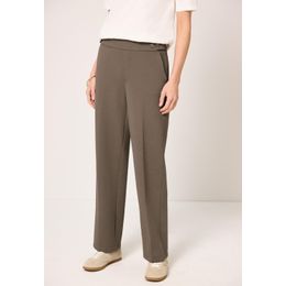 Street One Damen Stoffhoselight terra mocha, Gr. 46, unifarben, Stoff, 61% Polyester, 32% Baumwolle, 7% Elasthan, Hosen, mit Elastikbund