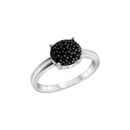 Celesta Damen Fingerring "Silber 925 rhodiniert mit schwarzen Zirkonia-Steinen", 056 (17,8), Silber 925 (Sterlingsilber), silber, Silber 925