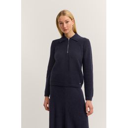 Bugatti Damen Troyer "Kaschmir-Mix, weich & edel", blau, Gr. M, unifarben, 40% Wolle, 30% Viskose, 20% Polyamid, 10% Kaschmir, Pullover, mit