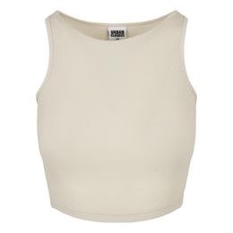 Tanktop Urban Classics "Urban Classics Damen Ladies Cropped Rib Top", Damen, Gr. M, softseagrass, 97% Baumwolle, 3% Elasthan, unifarben, slim fit, Tops Tanktop