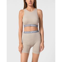 Plein Sport Damen Lauftop "Logo", grau, Gr. L, Obermaterial: 94% Polyamid, 6% Elasthan, Tops