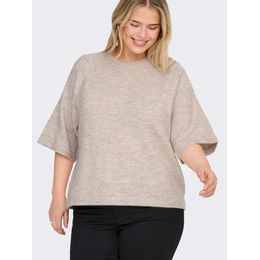 Only CARMAKOMA Damen Strickpullover "CARSIMONI 3/4 PULLOVER KNT NOOS", beige, Gr. S, meliert, Strick, Obermaterial: 74% Polyacryl, 24% Polyester, 2%