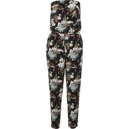 Jumpsuit Urban Classics "Urban Classics Damen Ladies Viscose Bandeau Jumpsuit", Damen, Gr. L, US-Gr&ouml;&szlig;en, schwarz tropical, 100% Viskose, loose fit, Overalls Jumpsuit
