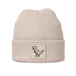 Neverless Beanie 'Polygon T-Rex' female Beige size Onesize