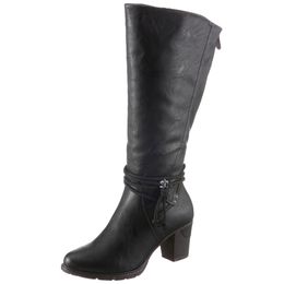 Rieker Damen Stiefel, Gr. 42, schwarz, Lederimitat, unifarben, Schuhe, Langschaftstiefel, mit Zierb&auml;nder, XL-Schaft