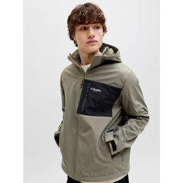 Jack & Jones JACK & JONES Herren Softshelljacke "JJNORTH SOFTSHELL JACKET", gr&uuml;n, Gr. XXL, kontrastfarbene Details, unifarben, Web, Obermaterial: 100% Polyester,
