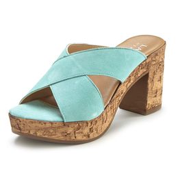 Lascana Damen Pantolette "Sommerschuh, offener Schuh, Sandalette, Mule", Gr. 41, blau, Obermaterial: 100% Ziegenleder. Decksohle: 100% Ziegenleder.