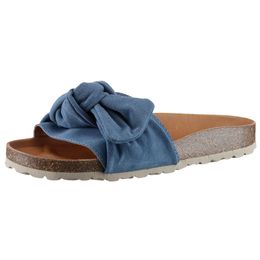 VERBENAS Damen Pantolette "Roxy Roda", Gr. 38, blau, Veloursleder, Schuhe, Sommerschuh, Flat, Pool Slides mit modischer Schlaufe