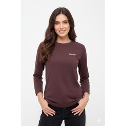 3/4-Arm-Shirt Bench. "ROMILEY", Damen, Gr. 36, winetasting, Jersey, Obermaterial: 100% Baumwolle, unifarben, h&uuml;ftlang, Rundhals, Shirts 3/4-Arm-Shirt, tailliertes Basic mit 3/4 Arm und Logoprint im Metallic-Holo Stil