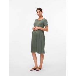 MAMALICIOUS Damen Jerseykleid "MLMIA SS JRS ABK SKATER DRESS NOOS", gr&uuml;n, Gr. S, unifarben, Jersey, Obermaterial: 95% Baumwolle, 5% Elasthan,