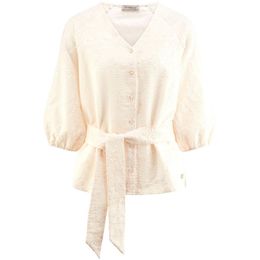 Uta Raasch - Bluse mit V-Ausschnitt, beige, Gr. 42 / M - Baumwolle