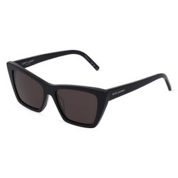 SAINT LAURENT SL 276 MICA | Unisex-Sonnenbrille | Fassung: Vollrand, Cat Eye, Acetat, Schwarz Gl&auml;nzend | Glasfarbe: Grau