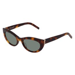SAINT LAURENT SL M115 | Unisex-Sonnenbrille | Fassung: Vollrand, Butterfly, Kunststoff, Havanna | Glasfarbe: Gr&uuml;n