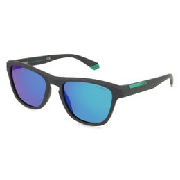 Polaroid PLD 2168/S | Herren-Sonnenbrille | Fassung: Vollrand, Panto, Kunststoff, Schwarz Matt | Glasfarbe: G15 Spiegel Gr&uuml;n