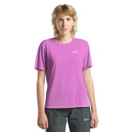 T-Shirt Jack Wolfskin "VONNAN S/S T W", Damen, Gr. XS, foxglove, Obermaterial: 100% POLYESTER, Shirts T-Shirt