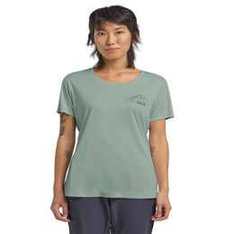 T-Shirt Jack Wolfskin "PEAK GRAPHIC T W", Damen, Gr. M (38/40), newmountain, gr&uuml;nzinnia, Obermaterial: 100% POLYESTER, Shirts T-Shirt