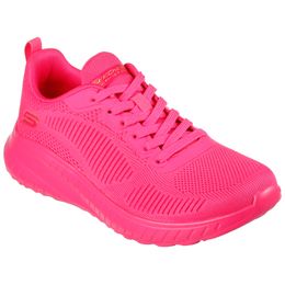 Sneaker Skechers "BOBS SQUAD CHAOS-COOL RYTHMS", Damen, Gr. 39, pink (neonpink), Textil, unifarben, Schuhe Sneaker, Knitwear-Sneaker, Schn&uuml;rschuh in veganer Verarbeitung