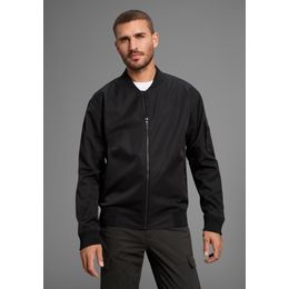 Bomberjacke Bruno Banani, Herren, Gr. XXL (56), schwarz, Web, Obermaterial: 100% Polyester. Futter: 100% Polyester, unifarben, normal h&uuml;ftlang, B&uuml;ndchen, Jacken Bomberjacke, Blouson mit Stehkragen, leichte &Uuml;bergangsjacke