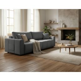 Sofa OTTO HOME "YLVAA 3-Sitzer, 239 cm - OTTO. Verl&auml;ssliche Qualit&auml;t.", anthrazit, B:239cm H:80cm T:52cm, Sofas, Sofa, Schlaffunktion (132/198), Bettkasten, Feinstruktur-Bezug