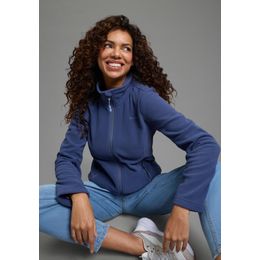 Fleecejacke OCEAN SPORTSWEAR, Damen, Gr. 36/38, jeans blau, Fleece, Obermaterial: 100% Polyester, kontrastfarbene Details, unifarben, normal, Jacken Fleecejacke, aus weichem Fleece-Material, unifarben, mit Logostickerei, Topseller