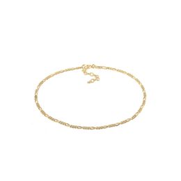 Fu&szlig;kette Elli "Fu&szlig;schmuck Figaro Fu&szlig;kettchen Basic 925 Silber" Gr. 22, gold, Fu&szlig;ketten, Damen, 22, Silber 925 (Sterlingsilber), Fu&szlig;kette