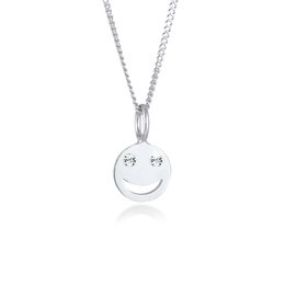 Silberkette Elli "Halskette mit Smiling Face 925 Silber, mit Kristallen von Swarovski" Gr. 55, silber, Halsketten, Damen, 55, Silber 925 (Sterlingsilber), Silberkette