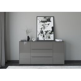 Sideboard "Reno", anthrazit matt lack, glas anthrazit glanz, B:182cm H:94cm T:42cm, Glas, Holzwerkstoff, SET ONE BY Musterring, Sideboards, Sideboard, Mit Gleitern und in verschiedenen Farben erh&auml;ltlich