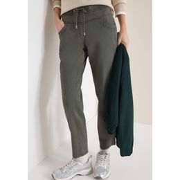Stoffhose Cecil "Style Tracey", Damen, Gr. XS (36), L&auml;nge 28, sea weed khaki, Web, Obermaterial: 56% Lyocell, 41% Baumwolle, 3% Elasthan. Futter: 100% Baumwolle, unifarben, normal lang, Hosen Stoffhose, mit elastischem Bund und Kordelzug