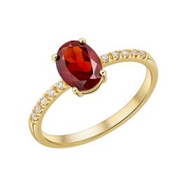 Fingerring Firetti "Schmuck Geschenk Gold 333 Damenring Ring ovale Form" Gr. 52, gelbgoldfarben, rot, kristallwei&szlig;, Fingerringe, Damen, 52, Gelbgold 333, 2mm, Fingerring, mit Granat, Zirkonia (synth.)