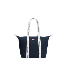 Tragetasche Tommy Jeans "TJW ESS DAILY TOTE", Damen, Gr. B/H/T: 52cm x 34cm x 22cm, nachtblau, Textil, Taschen Tragetasche, Schultertasche, Shopper mit kontrastiven Henkeln