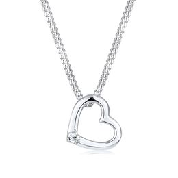 Silberkette Elli "Halskette Herz Schmuck Geschenk mit Kristallen von Swarovski 925 Sterling Silber" Gr. 55, wei&szlig;, Halsketten, Damen, 55,mit Stein, Silber 925 (Sterlingsilber), Silberkette
