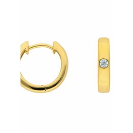 Adelia&acute;s Paar Creolen ADELIA&acute;S "585 Gold Ohrringe Creolen mit Zirkonia &Oslash; 13,6 mm", gold, Ohrringe, Damen, Gelbgold 585, Paar Creolen