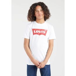 T-Shirt LEVI'S KIDS "LVB BATWING TEE", Jungen, Gr. 16/176, wei&szlig;, Single Jersey, Obermaterial: 100% Baumwolle, bedruckt, Basic schmal h&uuml;ftlang, Rundhals, gerader Abschluss, Shirts T-Shirt, for BOYS