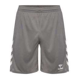 Trainingsshorts Hummel "HMLCORE 2.0 SHORTS", Herren, Gr. S (46), N-Gr, steel gray, wei&szlig;, Obermaterial: 100% Polyester, Hosen Trainingsshorts, aus Interlock-Stoff, atmungsaktiv, schnelltrocknend
