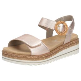 Keilsandalette Remonte, Damen, Gr. 38, braun (kupferfarben), Leder, metallic, Schuhe Keilsandalette, Sommerschuh, Riemchensandale mit praktischen Klettverschl&uuml;ssen
