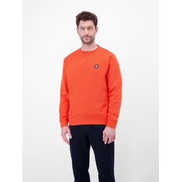 Sweater Lerros, Herren, Gr. M, vivid rot, Sweatware, Obermaterial: 50% Baumwolle, 50% Polyester, unifarben, normal h&uuml;ftbedeckend, Rundhals, B&uuml;ndchen, Sweatshirts Sweater, mit Logo-Badge