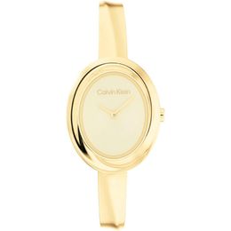Quarzuhr Calvin Klein "TWISTED BEZEL", gold (goldfarben, champagnerfarben), Armbanduhren, Damen, Quarzuhr, Armbanduhr, Damenuhr, Edelstahlarmband, analog