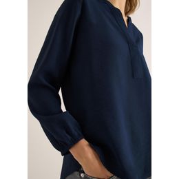 Langarmbluse Cecil, Damen, Gr. XS (36), universal blau, Web, Obermaterial: 86% Viskose, 14% Nylon, unifarben, l&auml;ssig geschnitten h&uuml;ftbedeckend, V-Ausschnitt, elastischer Bund, Blusen Langarmbluse, Splitneck und aus Viskose