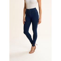 High-waist-Jeans Freddy, Damen, Gr. XL (42), N-Gr, blau (dunkelblau), Denim/Jeans, Obermaterial: 84% Baumwolle, 16% Elasthan, skinny fit lang, Jeans High-waist-Jeans, mit Rei&szlig;verschlu&szlig;
