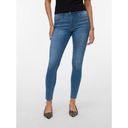 V&eacute;ro Moda Skinny-fit-Jeans VERO MODA "VMPOLLY MR SKINNY JEANS RA3049 NOOS", Damen, Gr. XS, L&auml;nge 34, medium blau denim, Denim/Jeans, Obermaterial: 98% Baumwolle, 2% Elasthan, unifarben, skinny fit lang, Jeans Skinny-fit-Jeans, Baumwollmischung, skinny fit